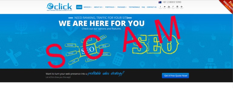 eClick Softwares and Solutions SCAM | WEB DESIGN SCAM